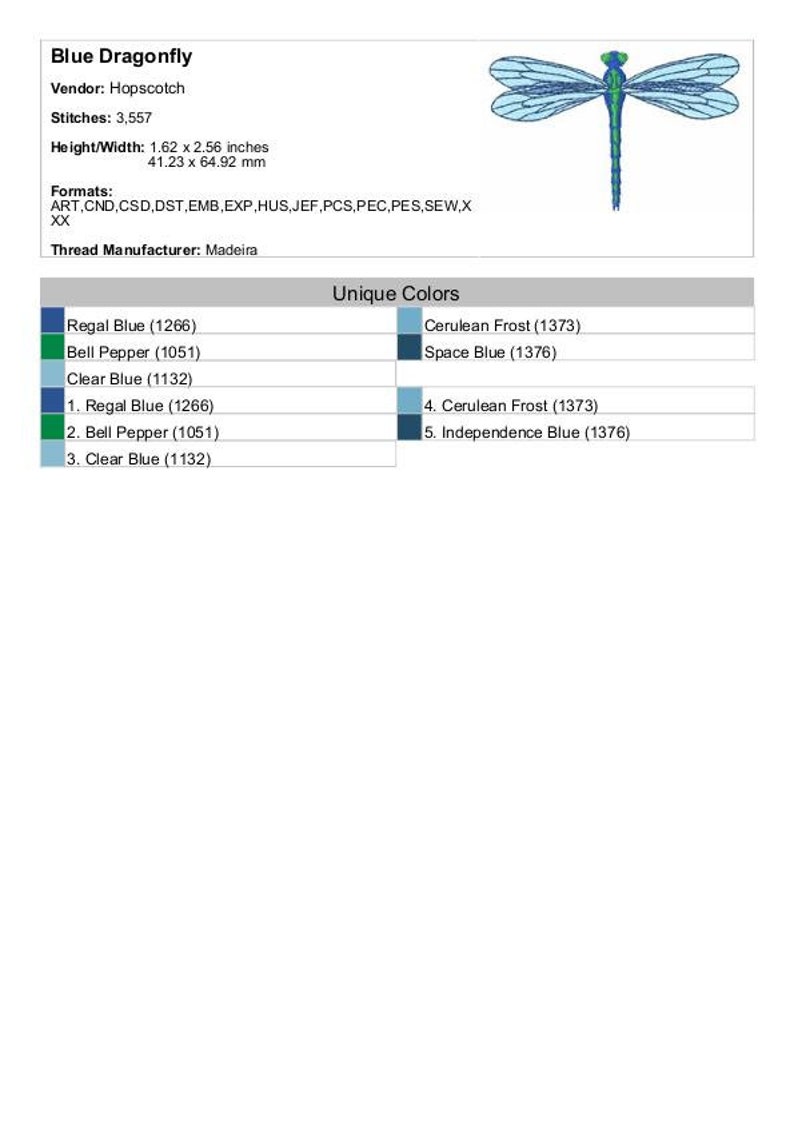 Blue Dragonfly Machine Embroidery Design Dragonfly - Etsy