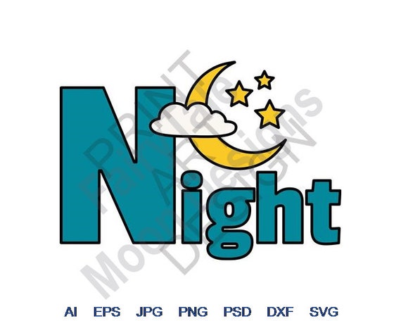N for Night Svg Dxf Eps Png Jpg Vector Art Clipart - Etsy