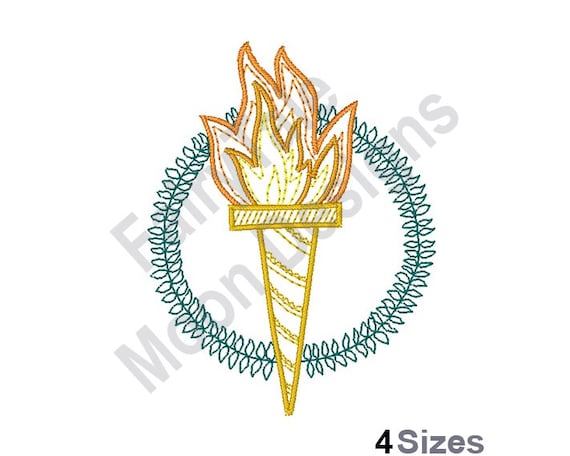 Olympic Torch Outline Machine Embroidery Design Olympic - Etsy India