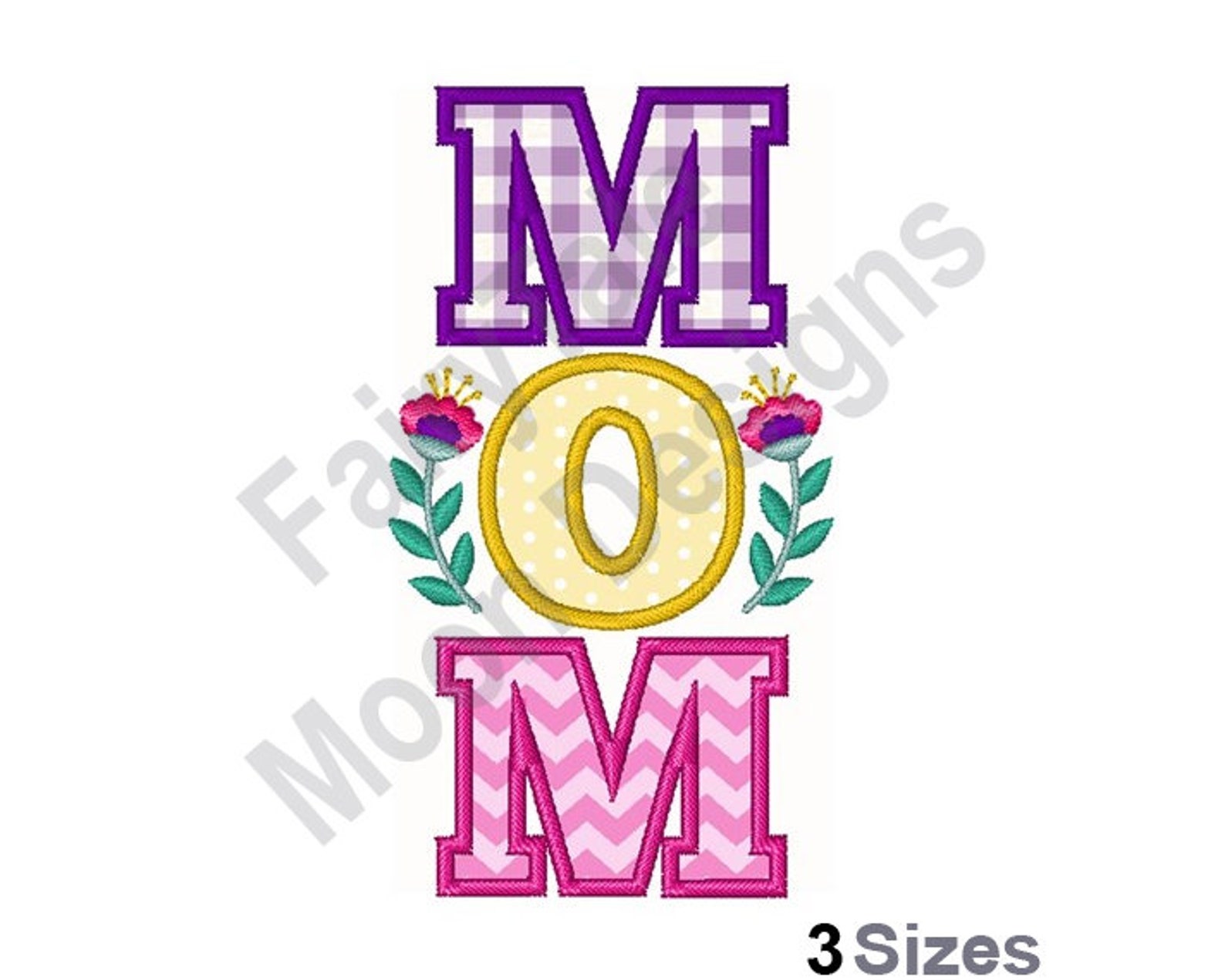 MOM Floral Applique - Machine Embroidery Design, Mother Embroidery ...