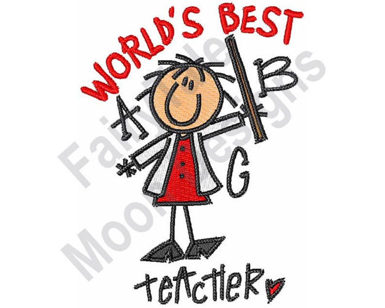 World's Best Teacher Machine Embroidery Design Stick - Etsy