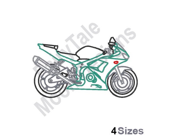 Motorcycle Machine Embroidery Design Sportbike Embroidery | Etsy