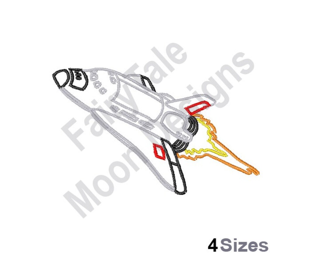 Space Shuttle - Machine Embroidery Design, Spaceship Outline Embroidery ...