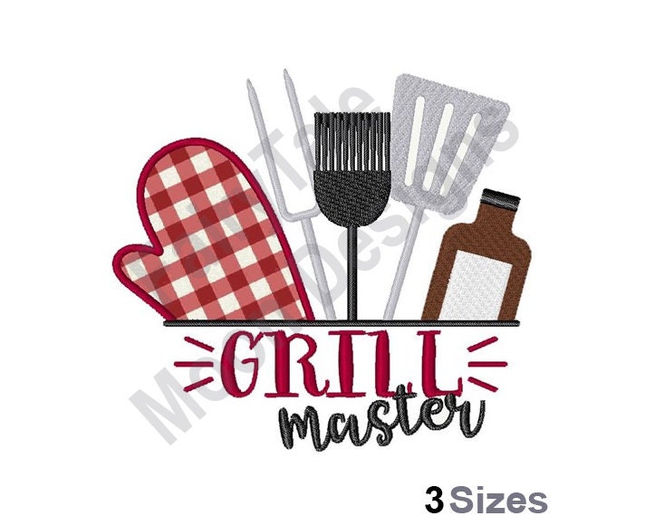 Grill Master Applique - Machine Embroidery Design, Grilling Tools ...