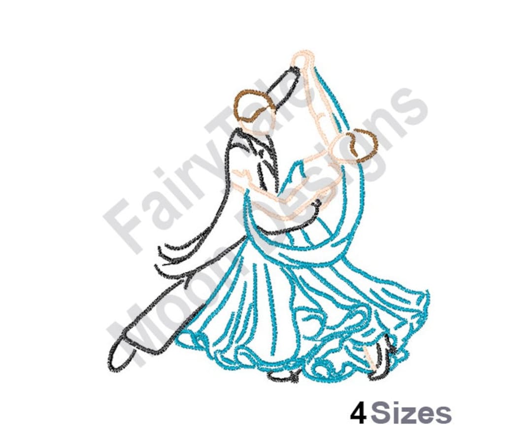 Ballroom Dancers - Machine Embroidery Design, Dancing Couple Outline ...