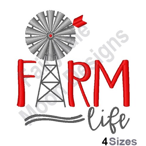 Farm Life Machine Embroidery Design Country Farm Windmill - Etsy