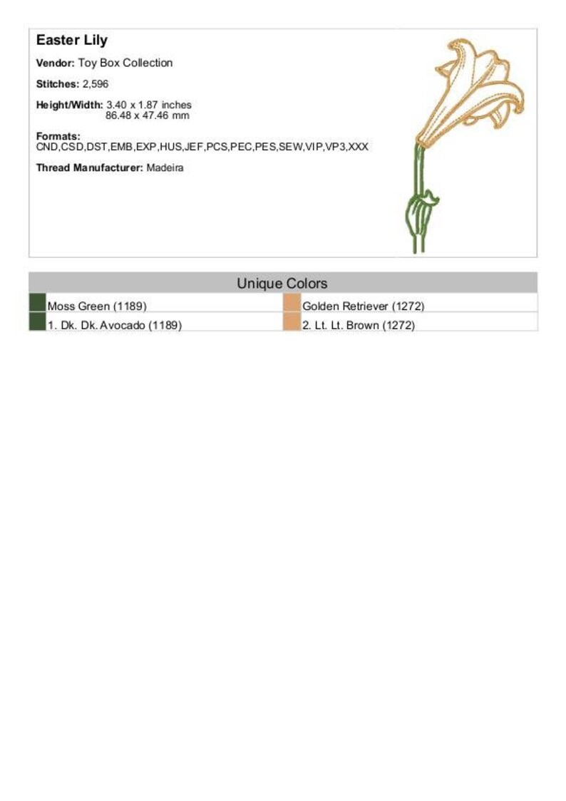 Easter Lily Machine Embroidery Design Lily Flower Outline - Etsy