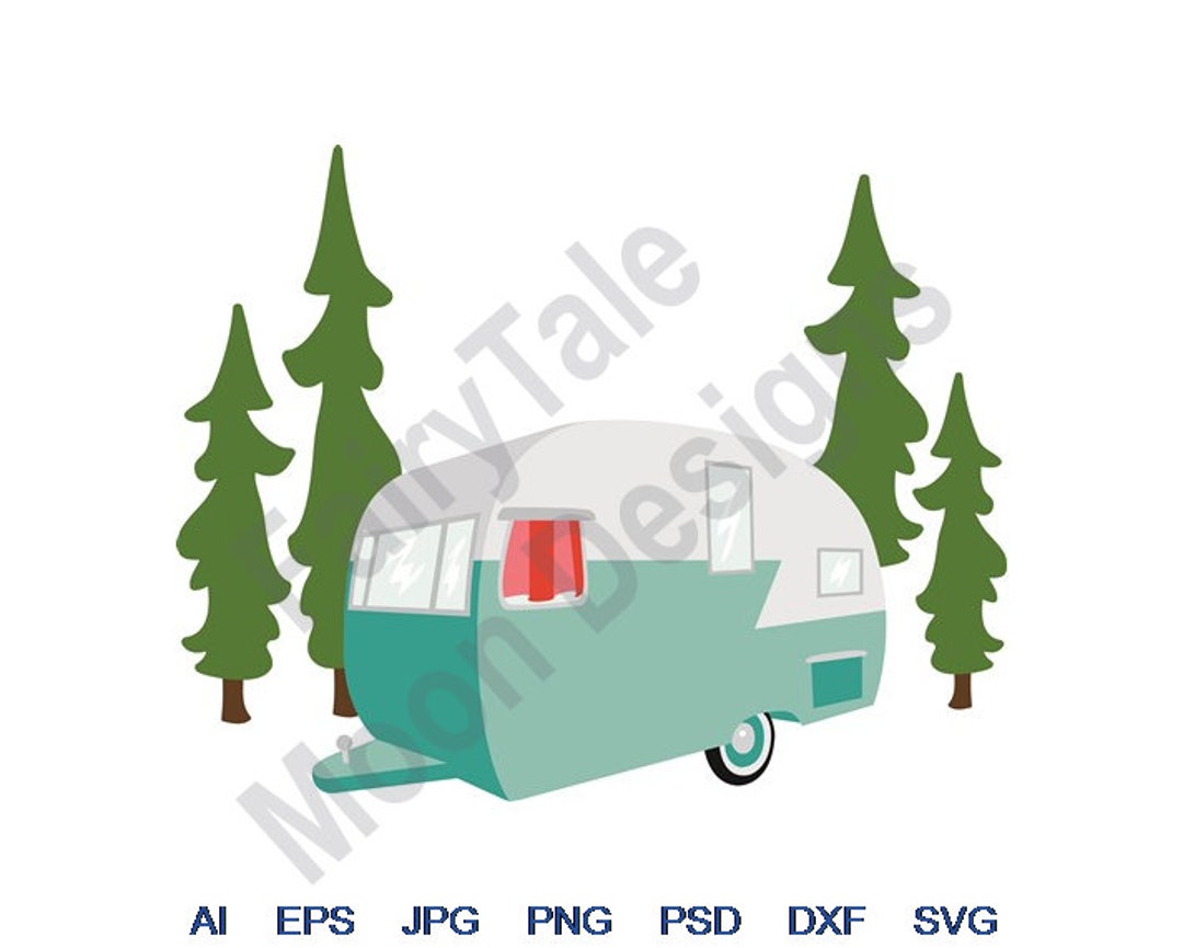 Camper Scene Svg, Dxf, Eps, Png, Jpg, Vector Art, Clipart, Cut File, RV ...