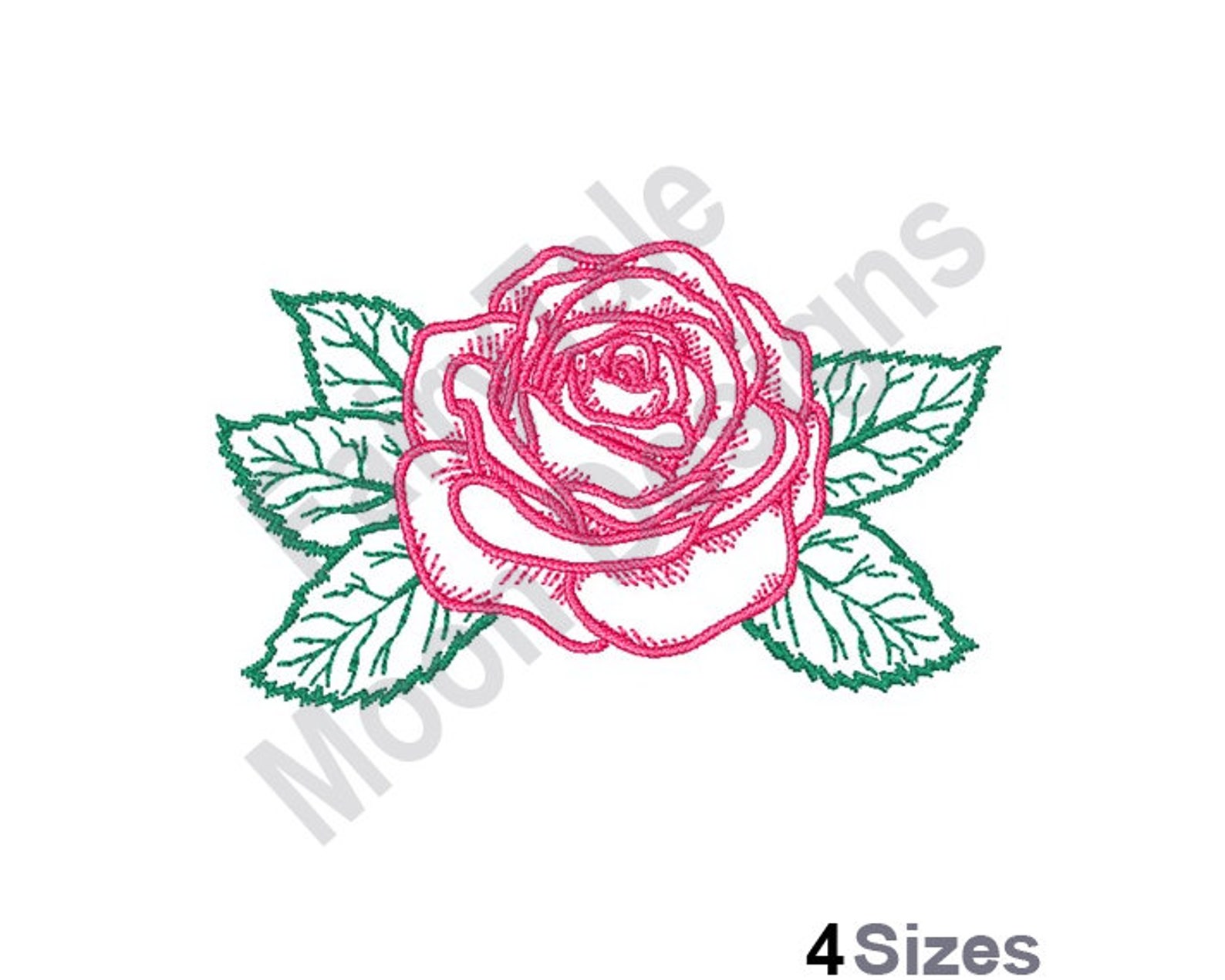 Rose Outline Machine Embroidery Design Red Rose Outline | Etsy