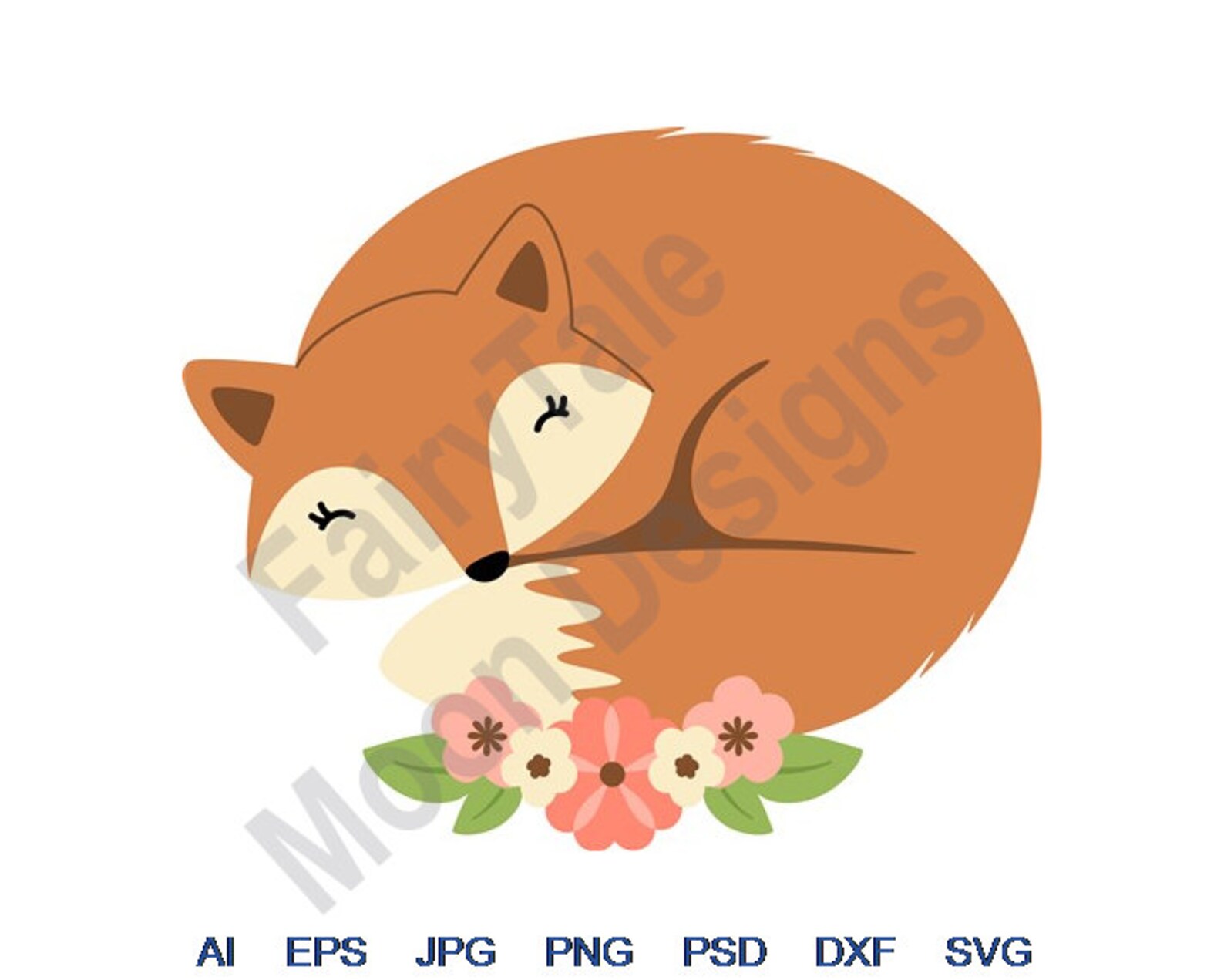 Fuchs in Blumen Svg Dxf Eps Png Jpg Vector Art | Etsy