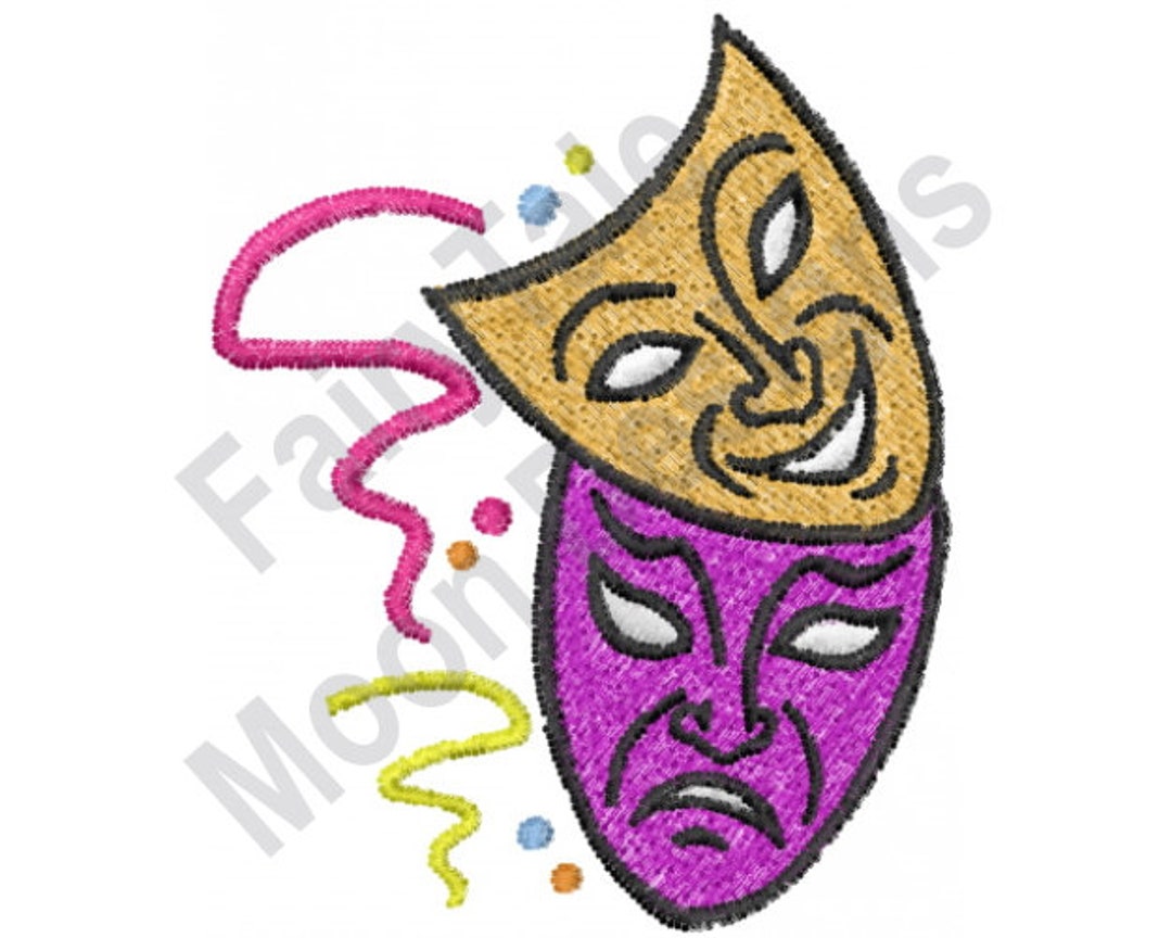 Theater Face Masks - Machine Embroidery Design, Comedy & Tragedy Masks ...