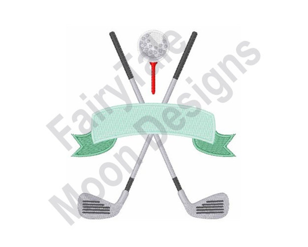 Crossed Golf Clubs Logo - Machine Embroidery Design, Golf Ball Tee ...