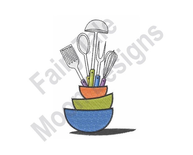 Kitchen Utensils Machine Embroidery Design Cooking Tools | Etsy