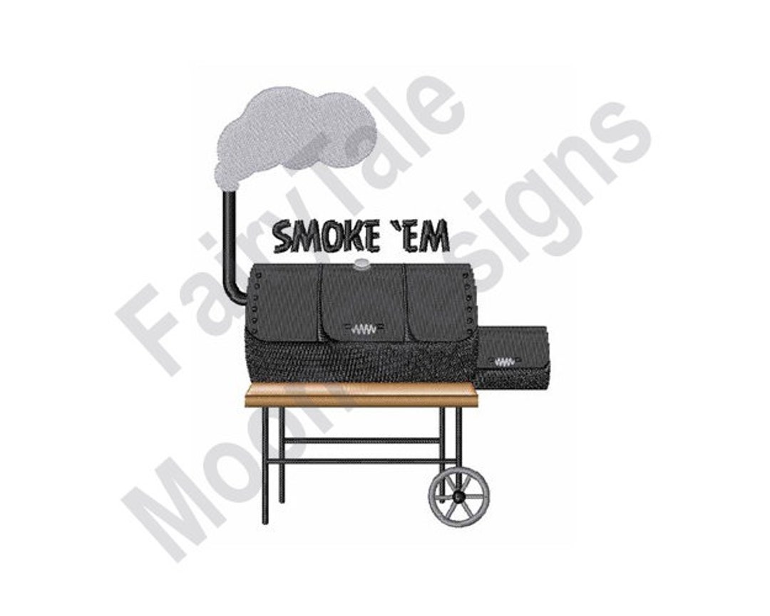 Smoke 'em BBQ Grill - Machine Embroidery Design, Vintage Charcoal Grill ...