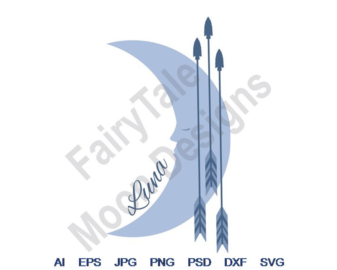 Luna - Svg, Dxf, Eps, Png, Jpg, Vector Art, Clipart, Cut File, Bohemian ...