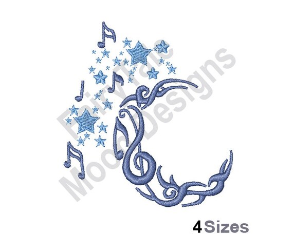 Musical Moon Machine Embroidery Design Musical Notes & | Etsy