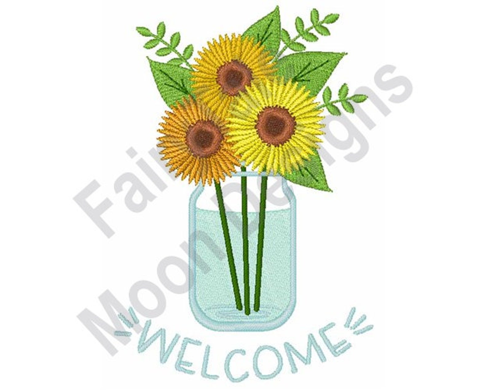 Welcome Sunflowers Machine Embroidery Design Sunflowers - Etsy