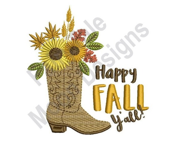 Happy Fall Y'all Machine Embroidery Design Autumn | Etsy
