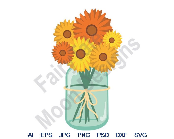 Fall Flowers Svg Dxf Eps Png Jpg Vector Art Clipart - Etsy