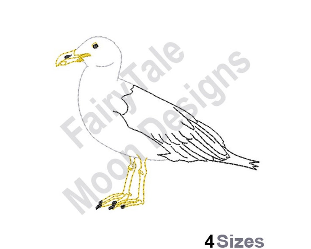 Seagull Machine Embroidery Design, Seagull Outline Embroidery Pattern ...