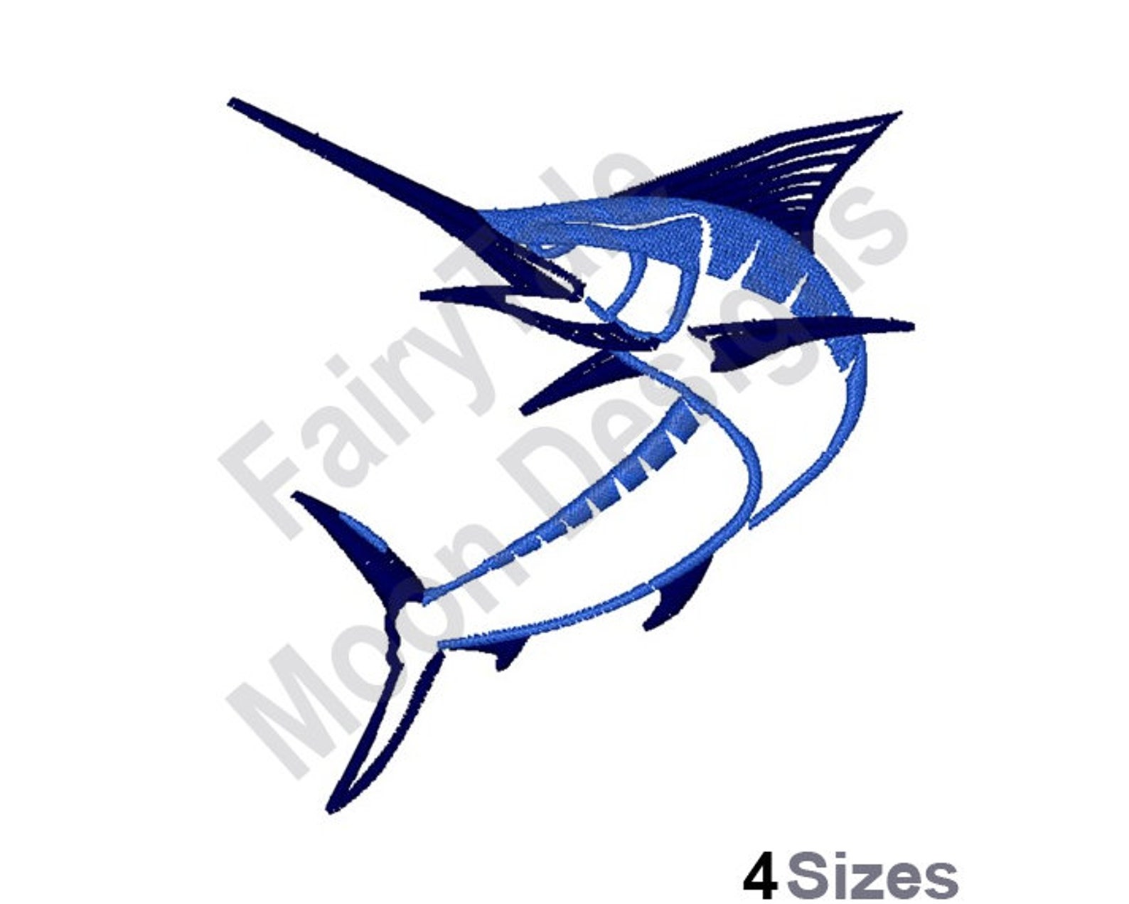 Marlin - Machine Embroidery Design, Blue Marlin Outline Embroidery ...