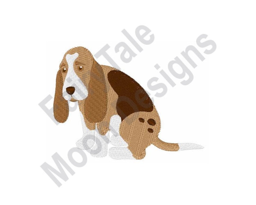 Bassett Hound - Machine Embroidery Design, Sitting Basset Hound ...