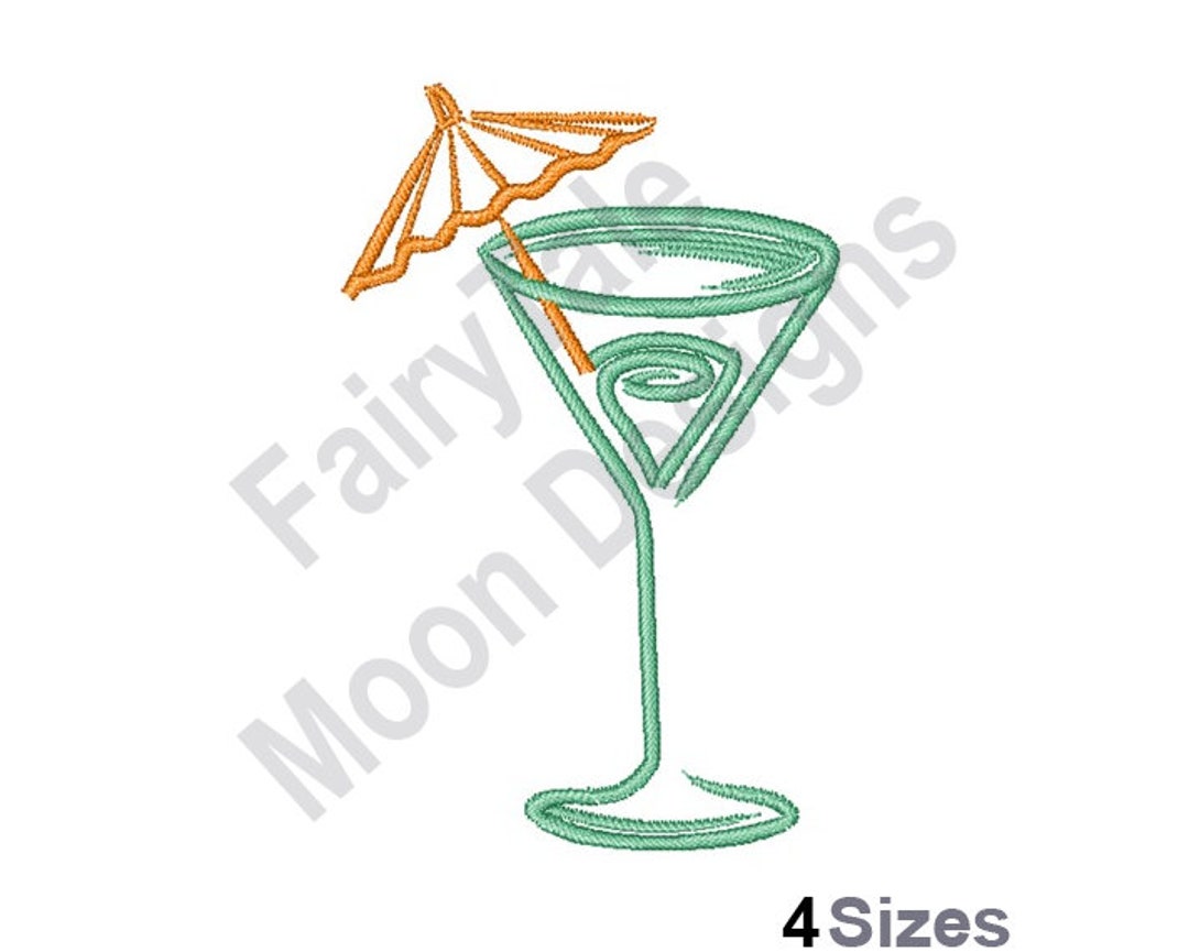 Tropical Drink - Machine Embroidery Design, Cocktail Glass Outline ...