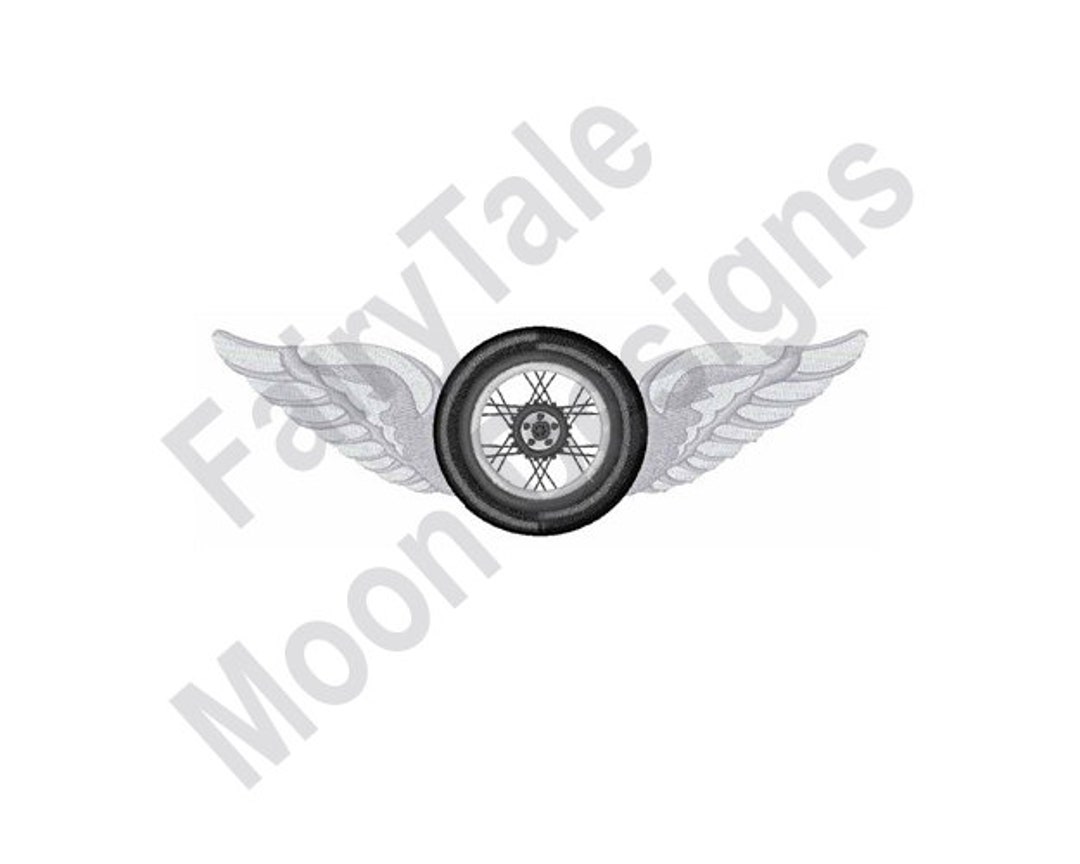 Motorcycle Wheel & Wings - Machine Embroidery Design, Biker Wings ...