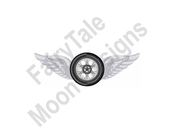 Motorcycle Wheel & Wings Machine Embroidery Design Biker | Etsy
