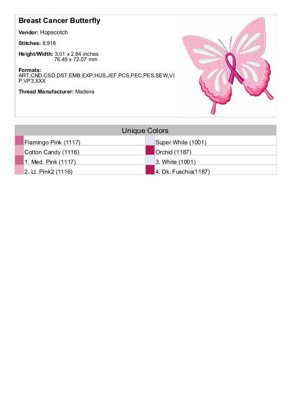 Breast Cancer Ribbon Butterfly - Machine Embroidery Design, Pink Ribbon ...