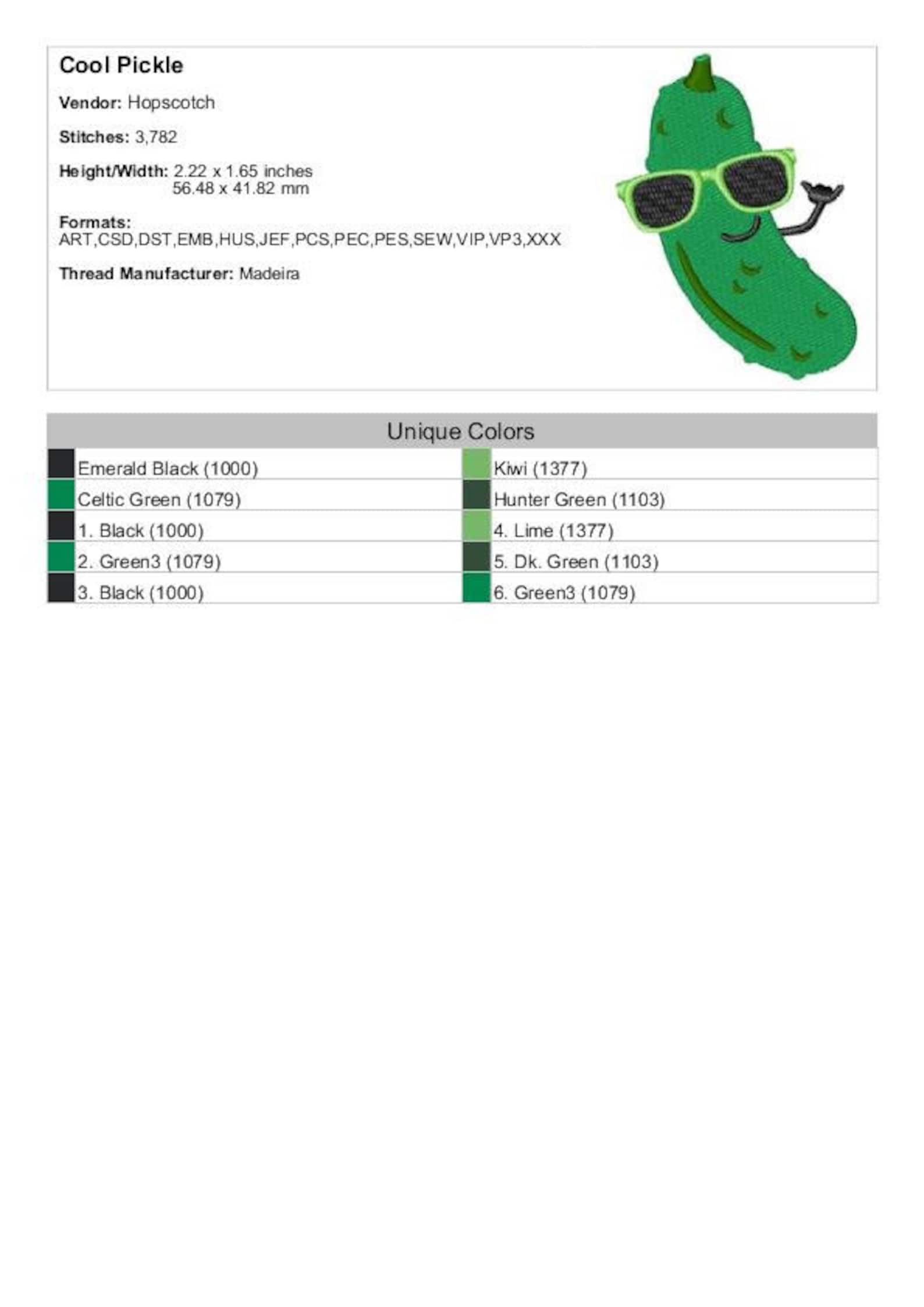 Cool Pickle Machine Embroidery Design, Cucumber Embroidery Pattern ...
