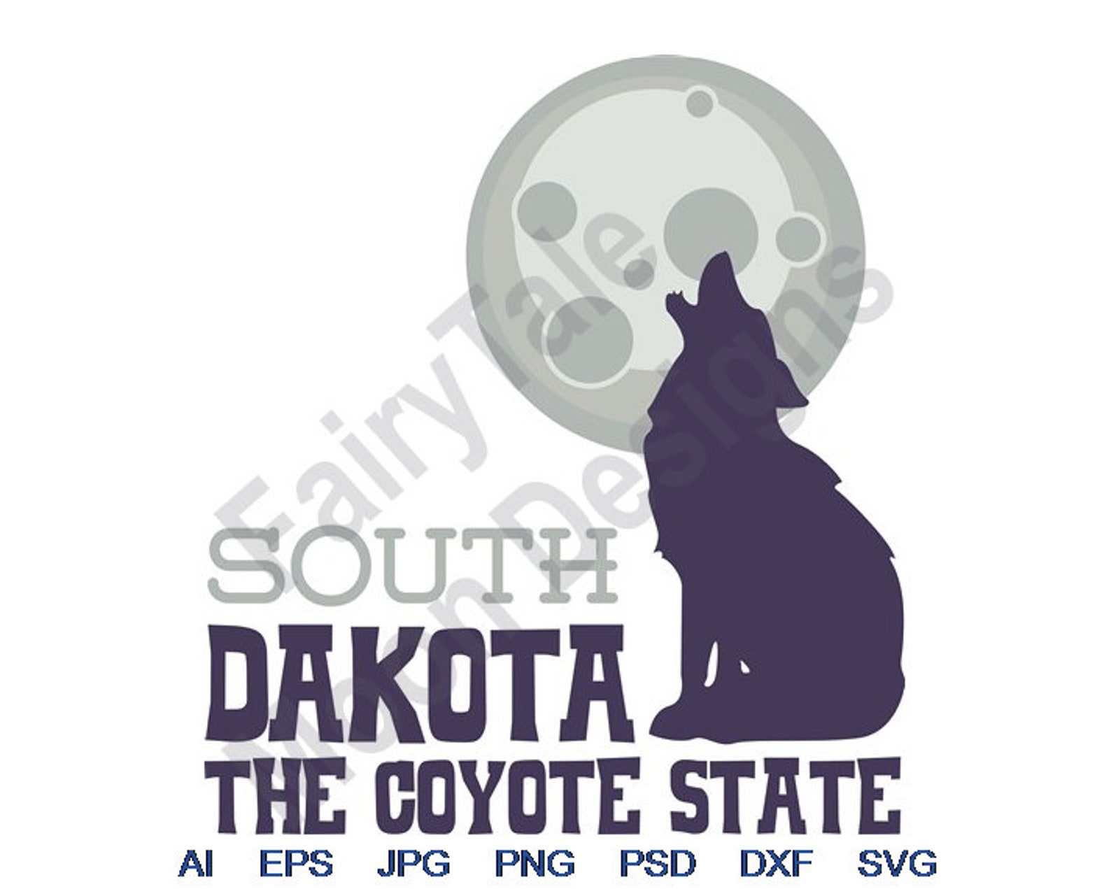 South Dakota the Coyote State Svg Dxf Eps Png Jpg - Etsy