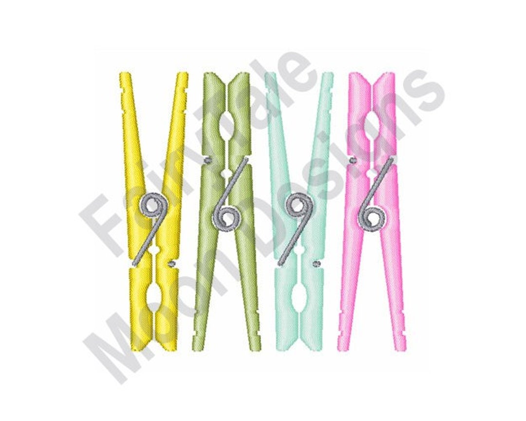 Clothes Pins - Machine Embroidery Design, Clothespin Embroidery Pattern ...