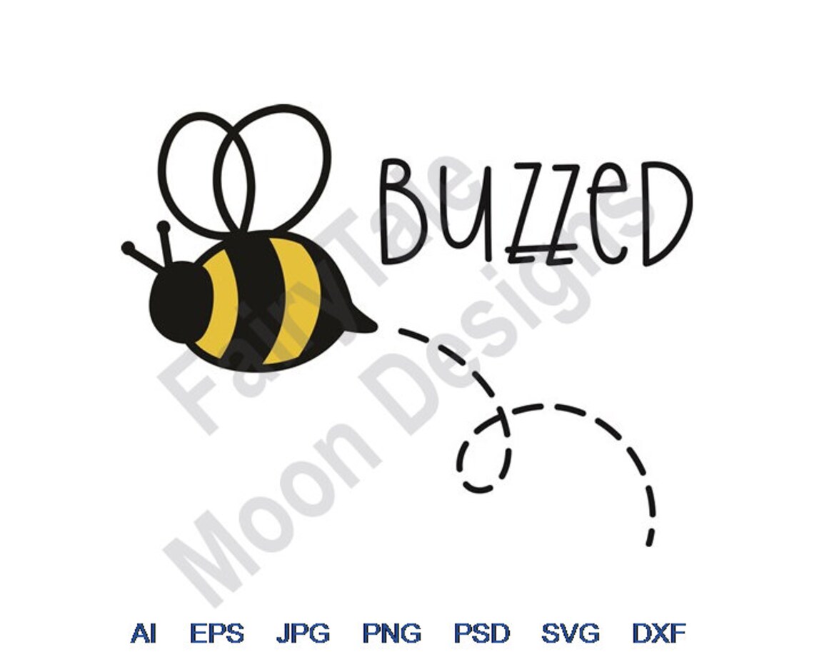 Buzzed Bee - Svg, Dxf, Eps, Png, Jpg, Vector Art, Clipart, Cut File ...