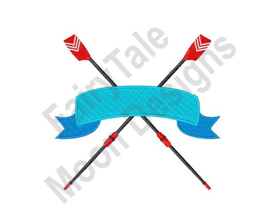 Rowing Banner Machine Embroidery Design Crossed Oars | Etsy