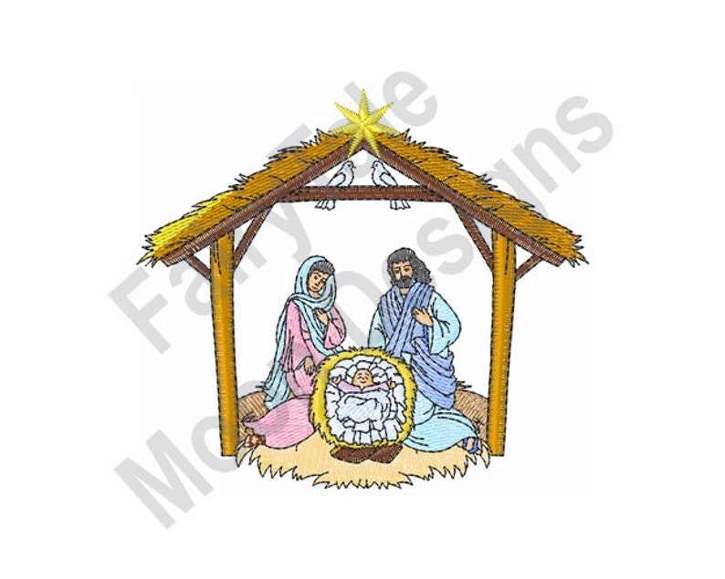 Manger - Machine Embroidery Design, Holy Night Nativity Scene ...