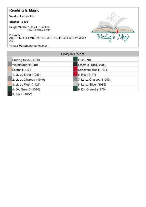 Reading is Magic - Machine Embroidery Design, Reading Book Embroidery ...