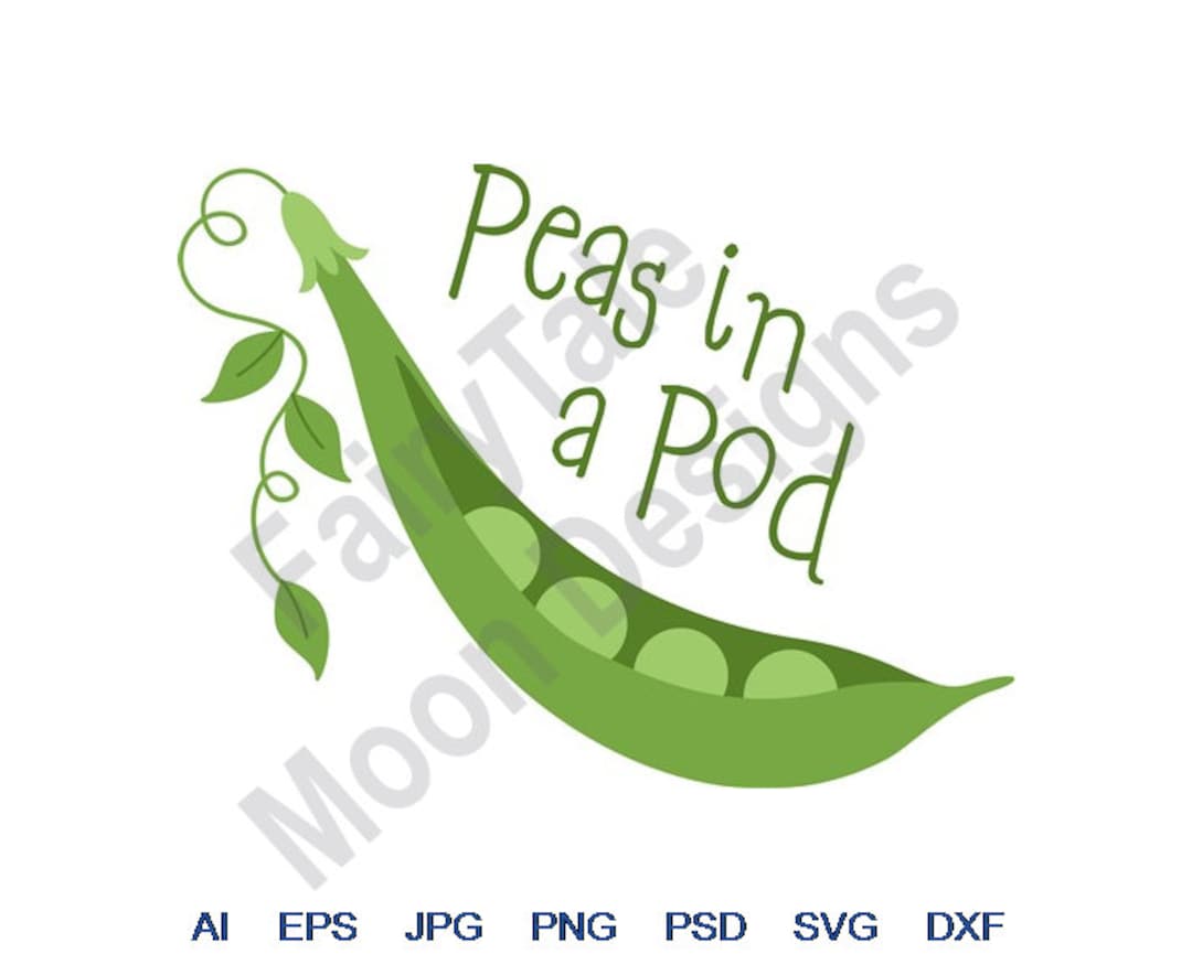 Peas in Pod - Svg, Dxf, Eps, Png, Jpg, Vector Art, Clipart, Cut File ...