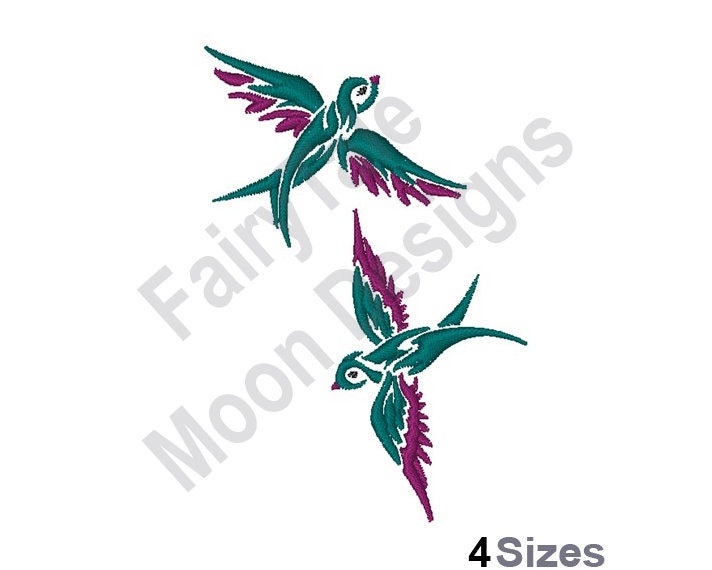 Birds in Flight Machine Embroidery Design Flying Sparrow - Etsy
