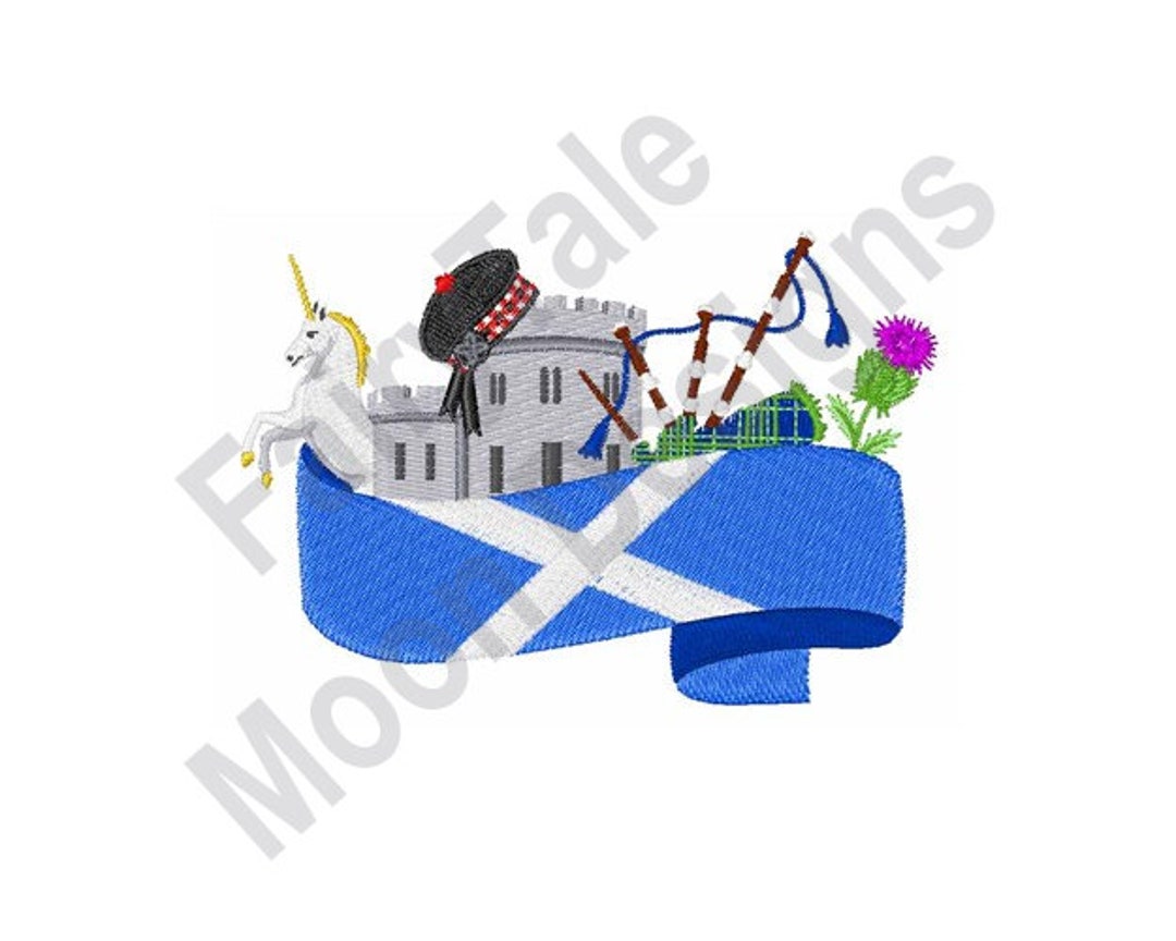 Scotland Flag Machine Embroidery Design Scottish Castle - Etsy