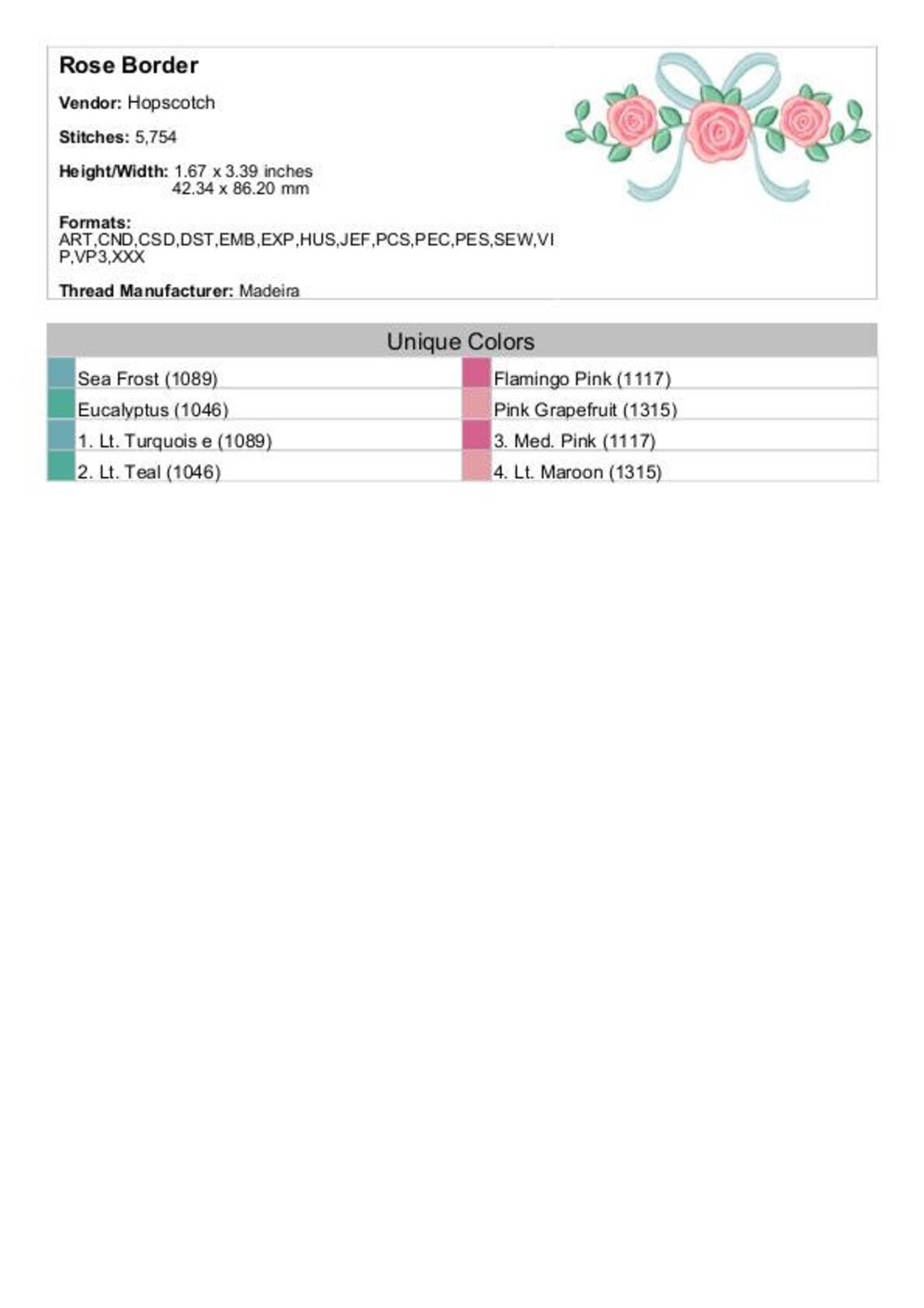 Rose Border - Machine Embroidery Design, Rose & Bow Floral Decoration ...
