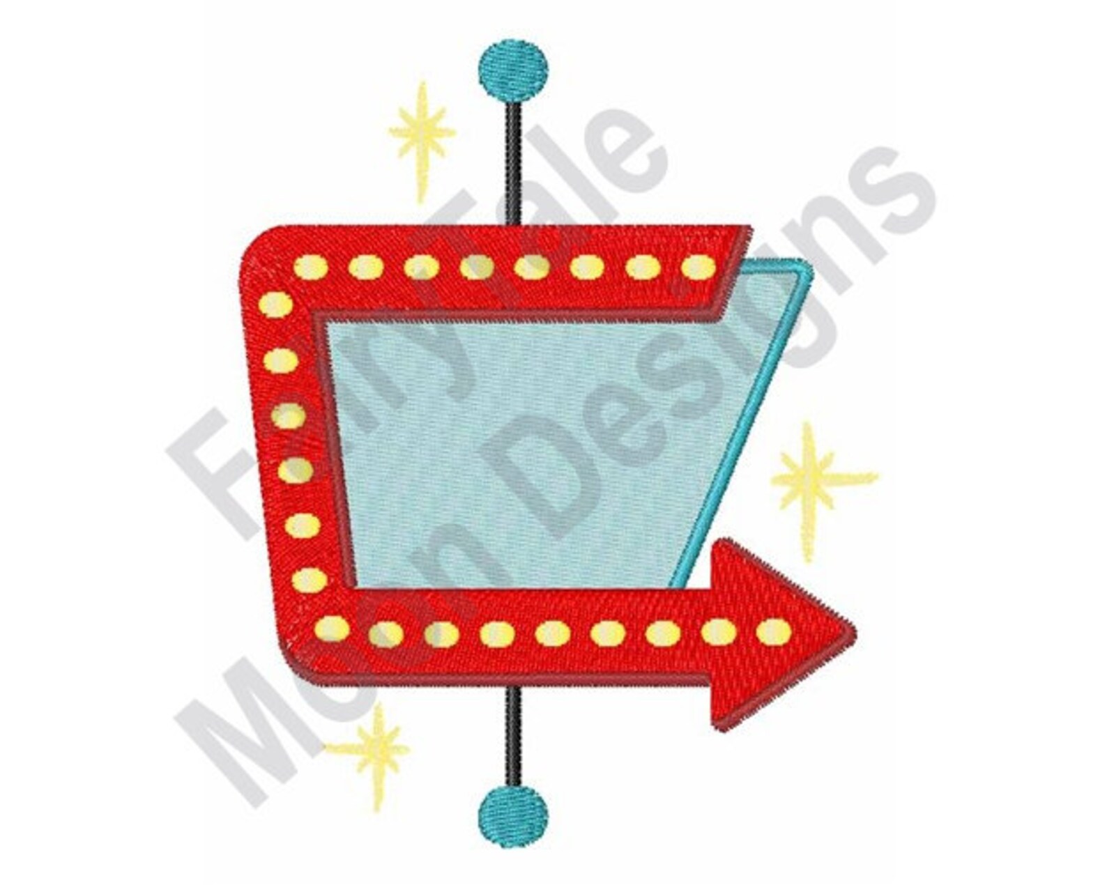 Retro Sign Machine Embroidery Design Retro Diner Sign | Etsy