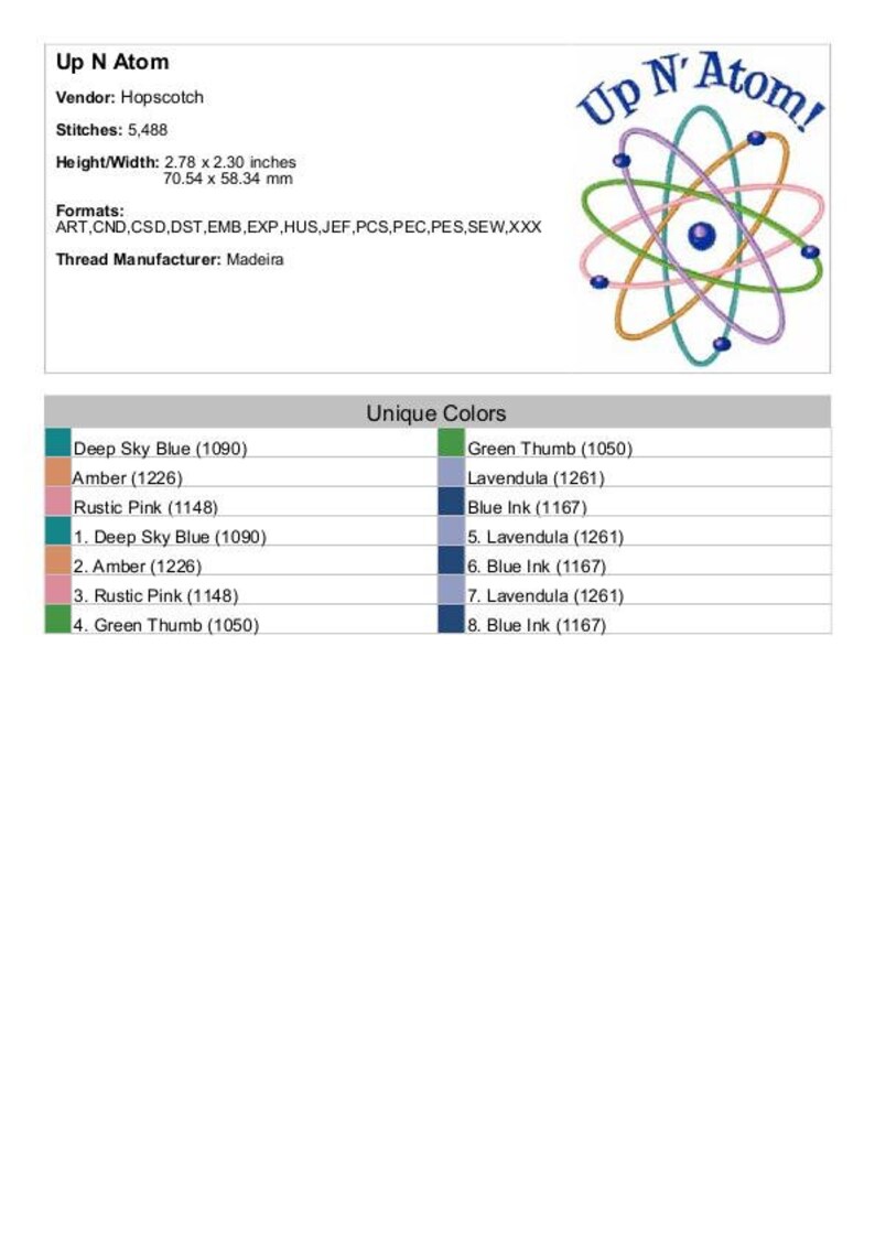 Up N' Atom Machine Embroidery Design Atom Symbol | Etsy