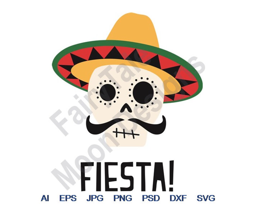 Fiesta Skull Svg, Dxf, Eps, Png, Jpg, Vector Art, Clipart, Cut File ...