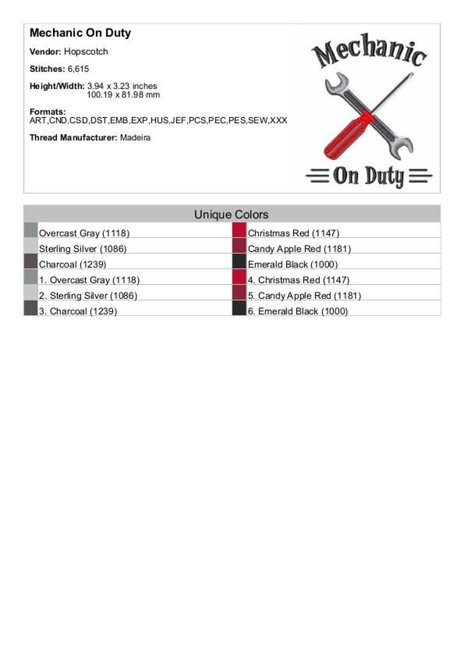 Mechanic on Duty Machine Embroidery Design Mechanic Tools - Etsy