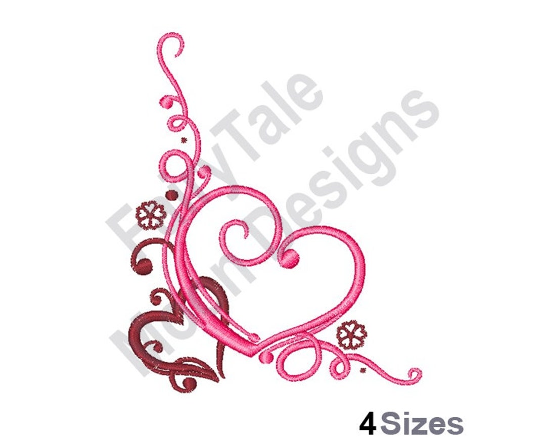 Heart Corner - Machine Embroidery Design, Love Hearts Outline ...