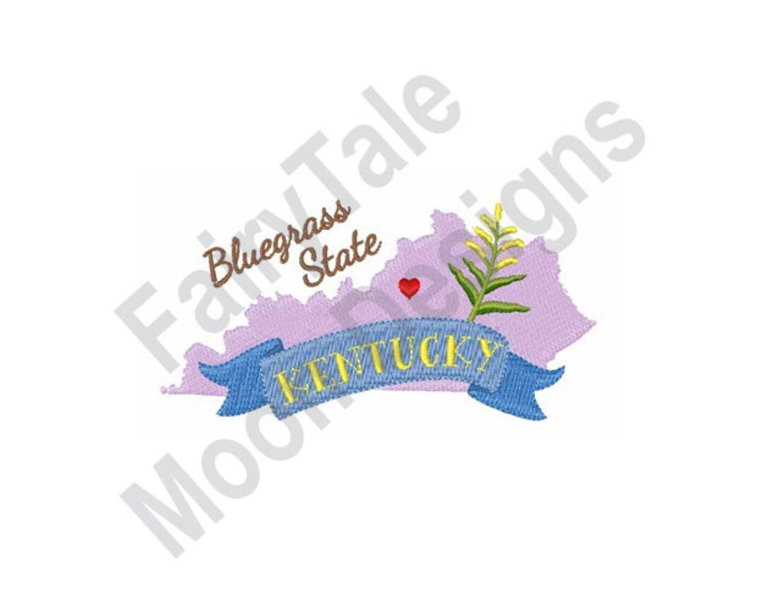 Kentucky State Map Machine Embroidery Design, Bluegrass State ...
