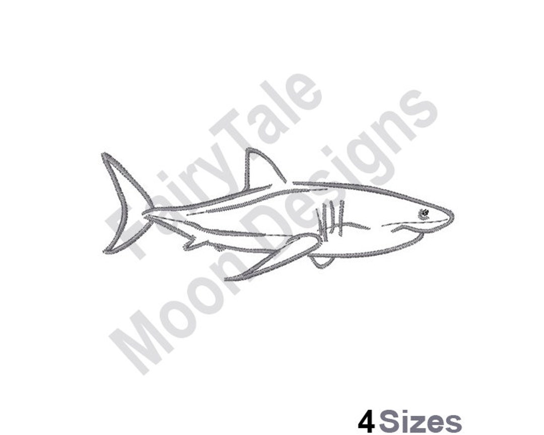 Shark - Machine Embroidery Design, Sea Shark Outline Embroidery Pattern ...