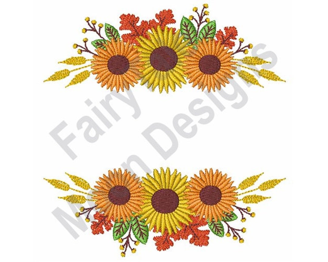 Fall Sunflowers - Machine Embroidery Design, Sunflowers Split ...