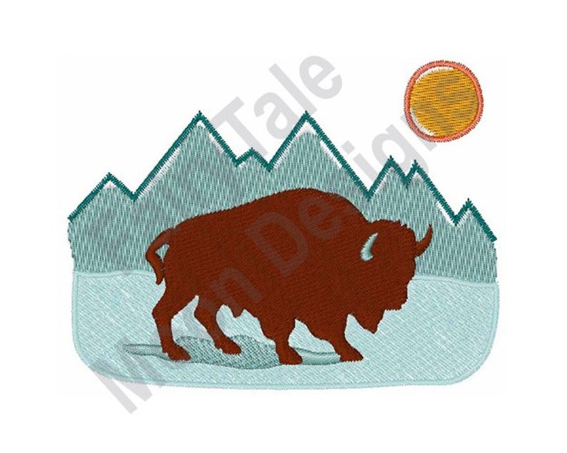 Buffalo Mountains - Machine Embroidery Design, Yellowstone Bison ...